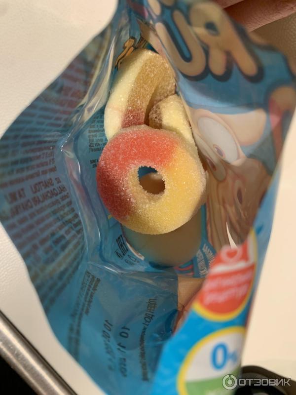 Отзыв о Жевательный мармелад Krut frut колечки со вкусом персика | Персик без персика